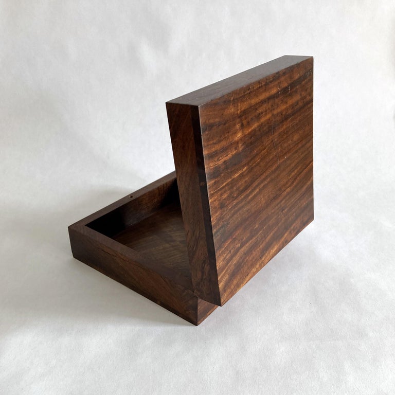 Vintage Rosewood Hinged Box, Square For Sale at 1stDibs