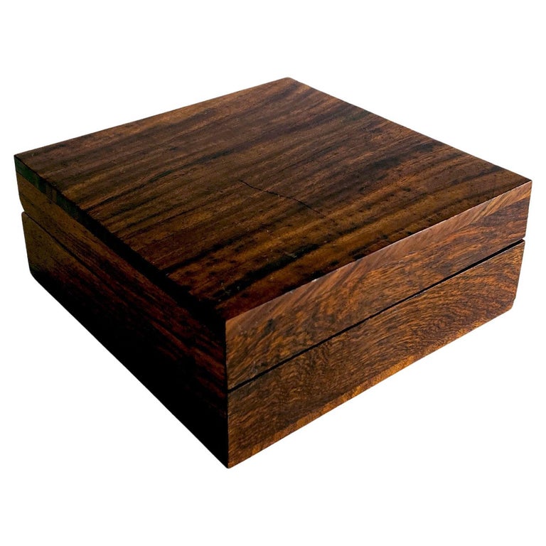 Vintage Rosewood Hinged Box, Square For Sale at 1stDibs