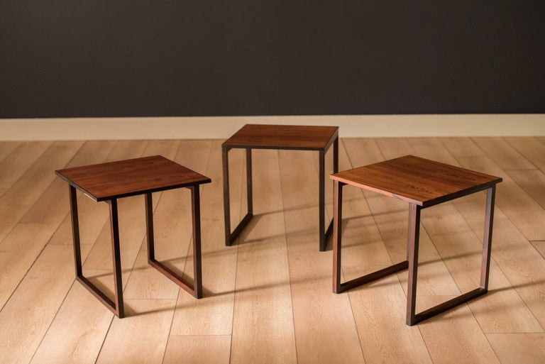 Vintage Rosewood Kai Kristiansen Nesting Cube End Tables For Sale at ...