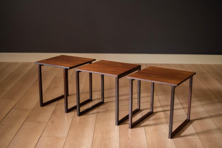 Vintage Rosewood Kai Kristiansen Nesting Cube End Tables For Sale at ...