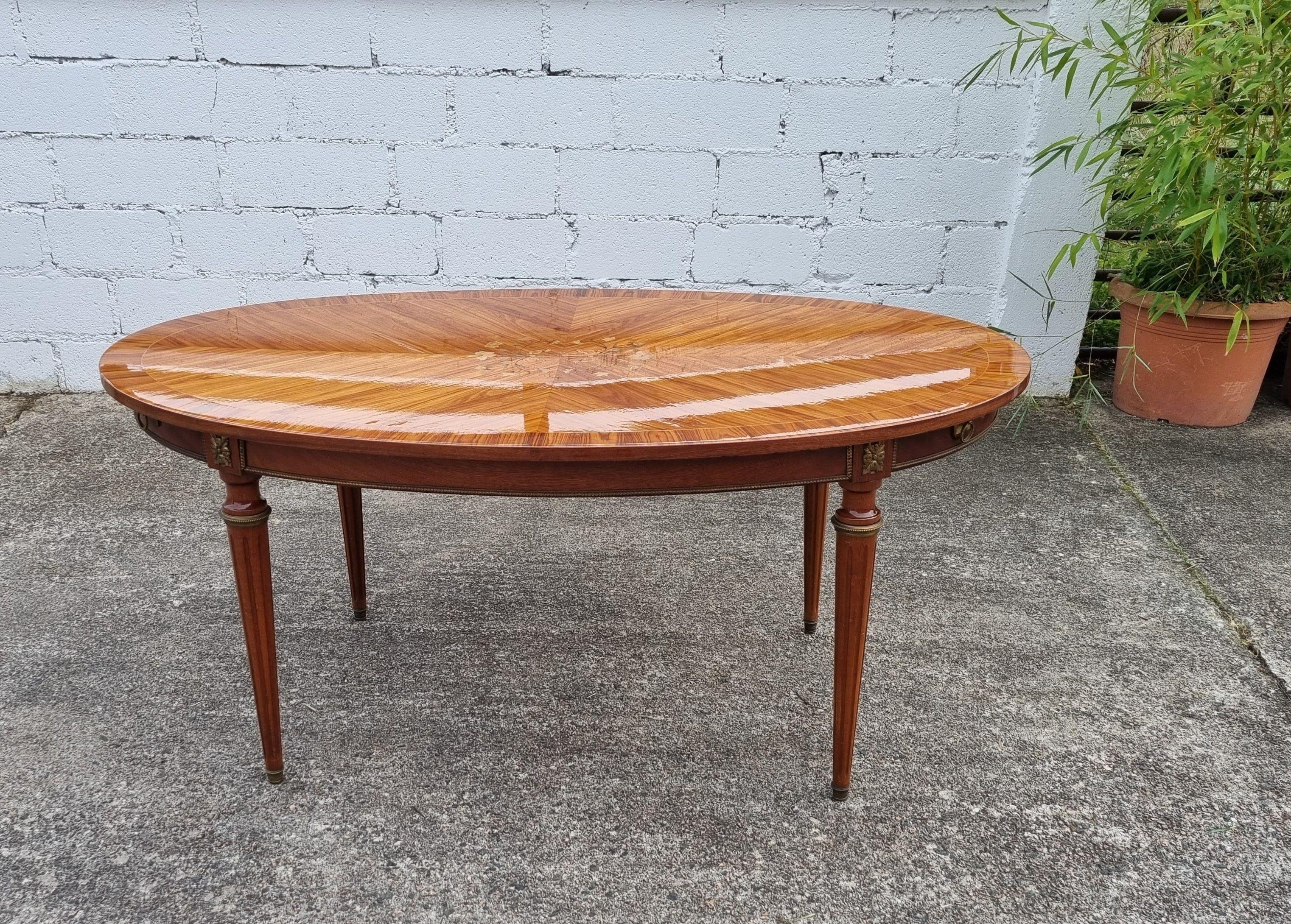 Vintage Rosewood Marqueterie High Gloss Dining Table-Louis XVI Style ...
