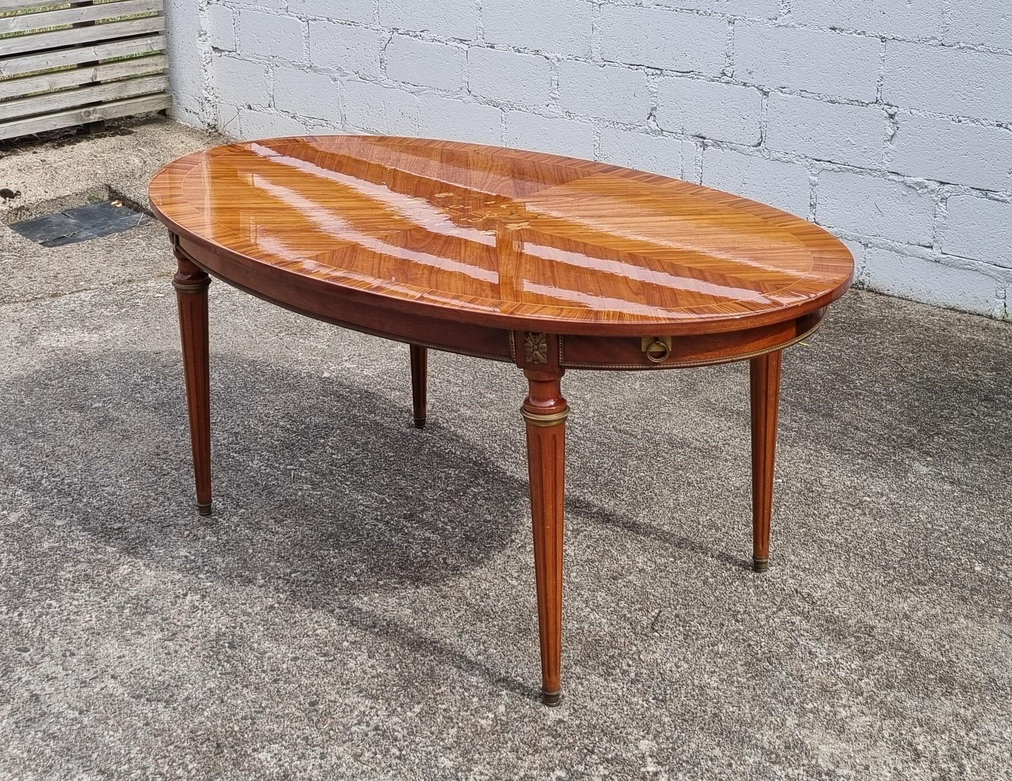 Vintage Rosewood Marqueterie High Gloss Dining Table-Louis XVI Style ...