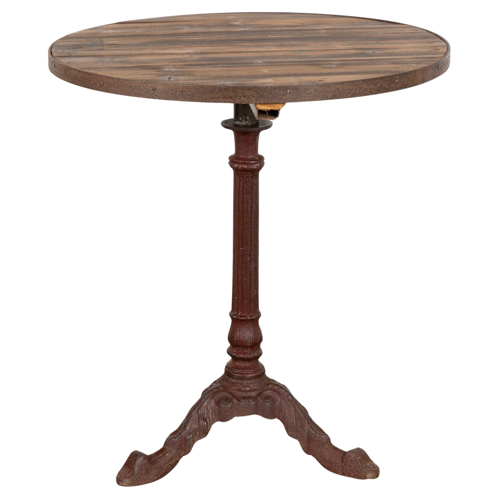 Vintage Round Bistro Table With Iron Pedestal Base, Hungary circa 1900 ...