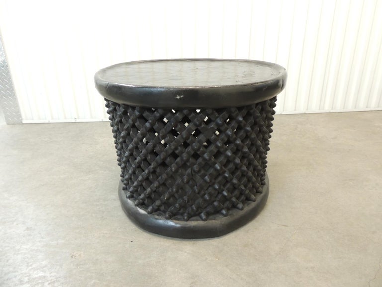 Vintage Round Black Hand Carved African Round Coffee Table at 1stDibs