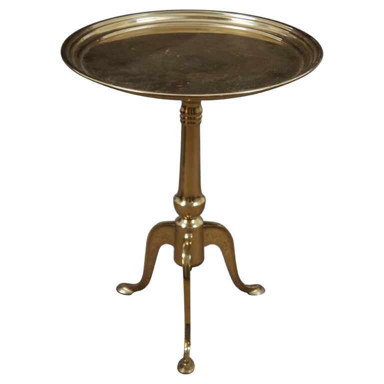 Vintage Round Brass Tripod Pedestal Plant Stand Side Accent Cocktail ...