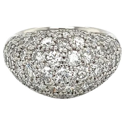 Vintage Round Brilliant Cut Pave Diamond Dome Platinum Ring For Sale at ...
