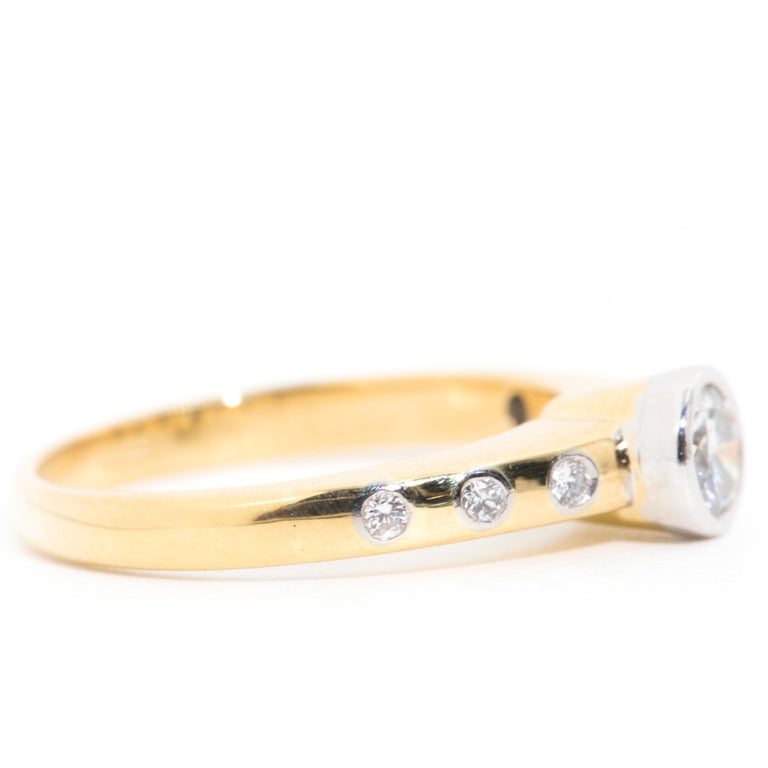 Vintage Round Brilliant Diamond Rub Over Engagement Ring 18 Carat ...