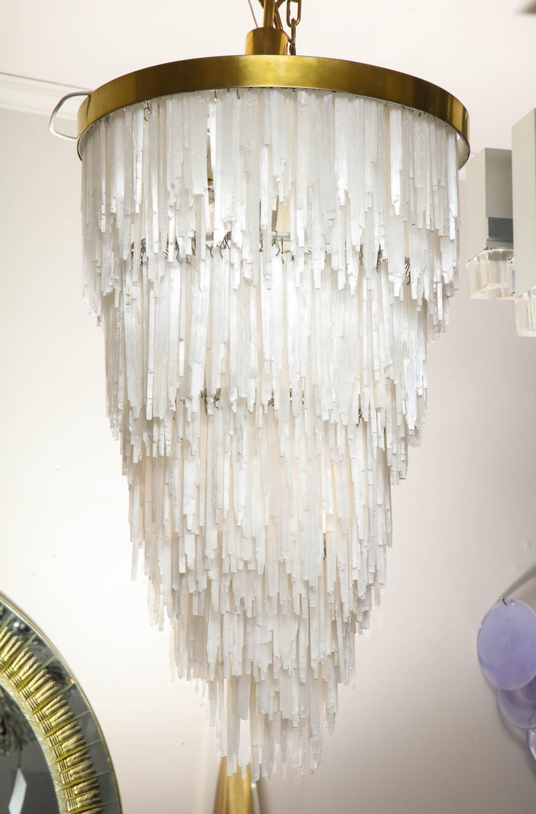 Vintage Round Cascading Selenite Crystal Chandelier For Sale at 1stDibs ...