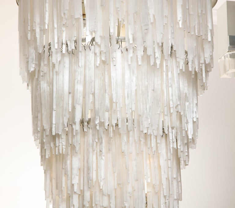 Vintage Round Cascading Selenite Crystal Chandelier For Sale at 1stDibs ...
