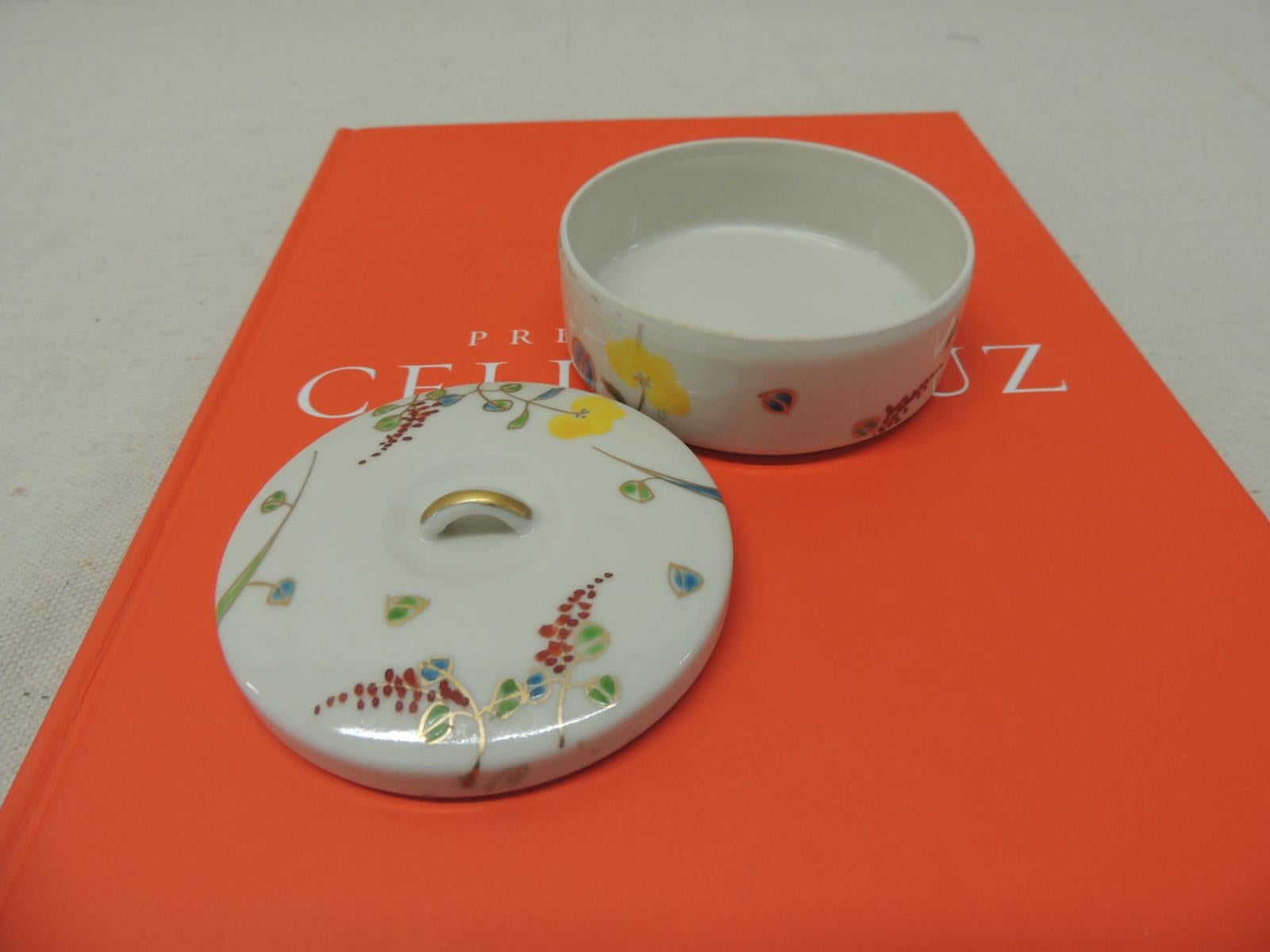 Round Ceramic Box with Hand Painted Flowers For Sale at 1stDibs | white ...