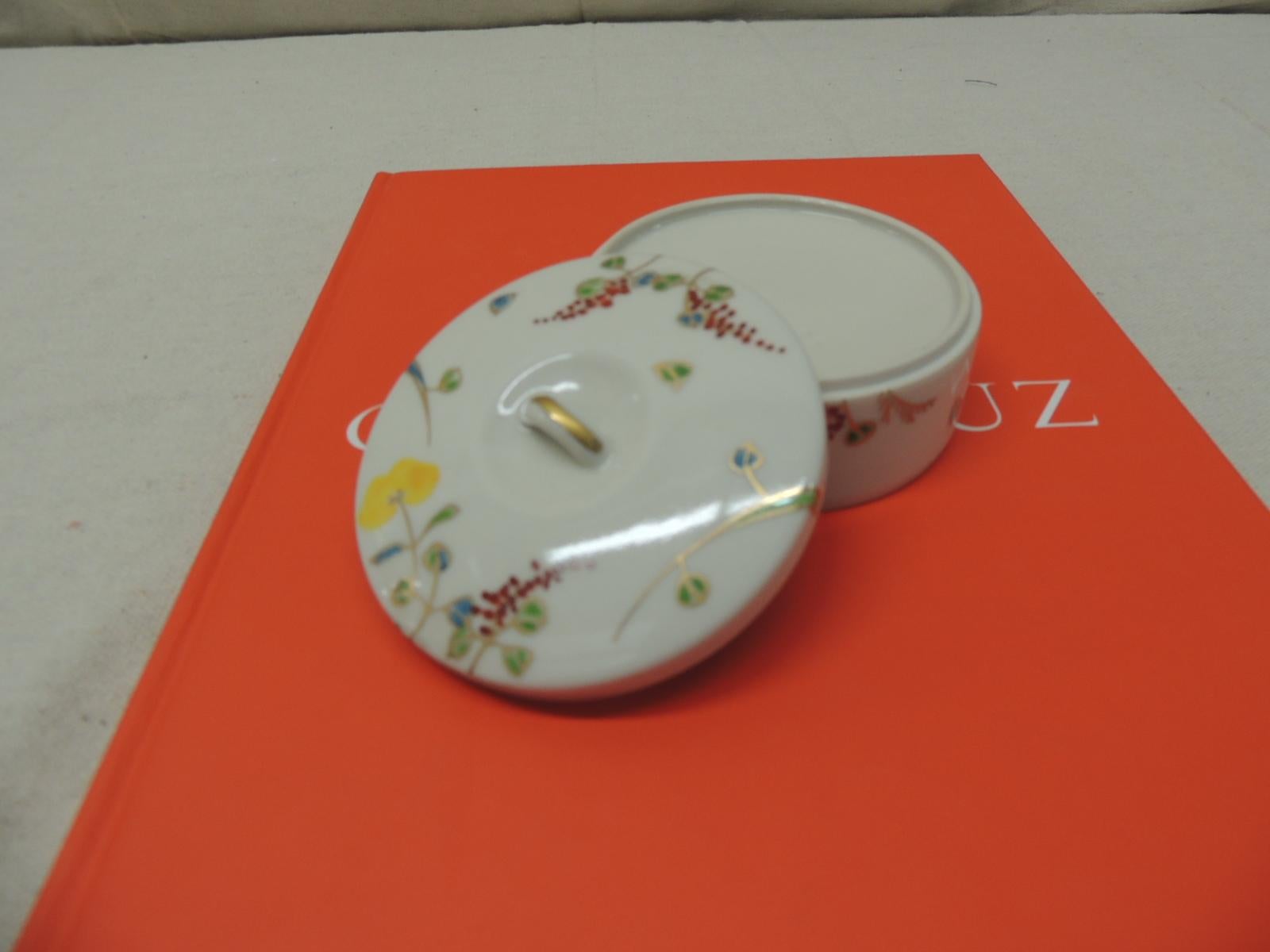 Round Ceramic Box with Hand Painted Flowers For Sale at 1stDibs | white ...