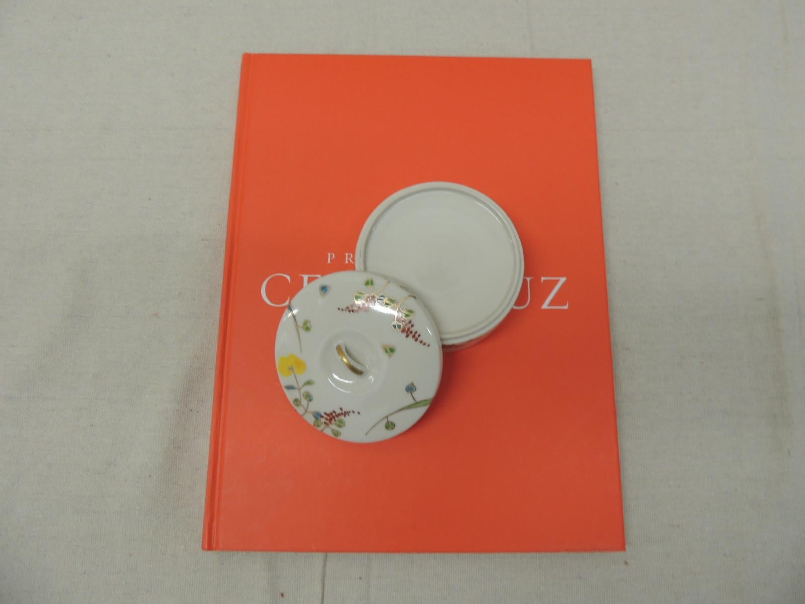 Round Ceramic Box with Hand Painted Flowers For Sale at 1stDibs | white ...