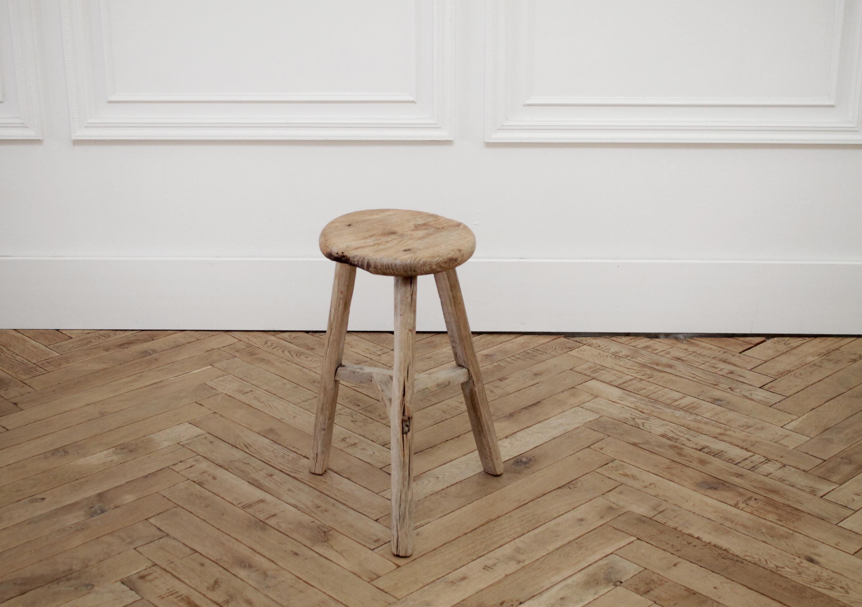 Vintage Round Elm Wood Stool at 1stDibs | vintage round stool, elm ...