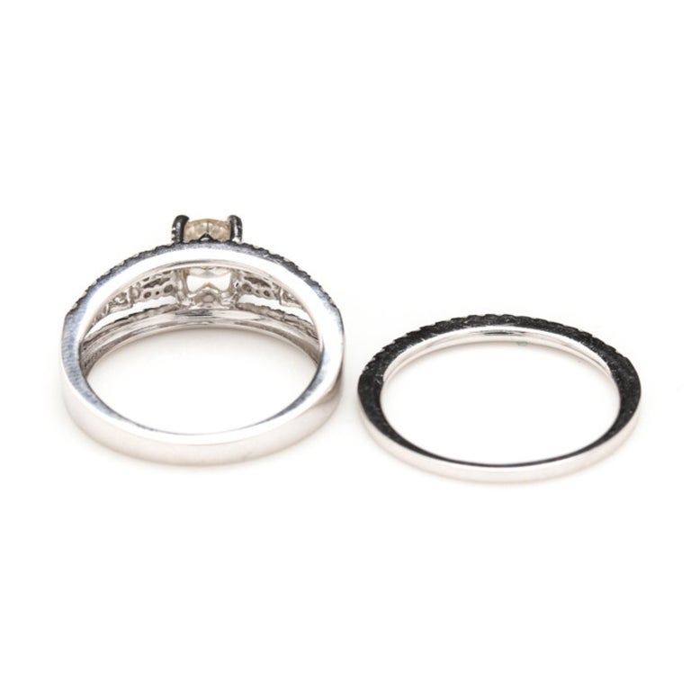 Customizable Vintage Round Cut Diamonds Engagement Ring Set, Antique Diamond Wedding Ring For ...