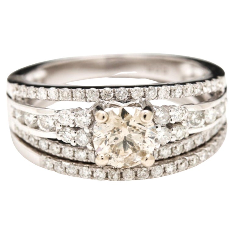 Customizable Vintage Round Cut Diamonds Engagement Ring Set, Antique ...