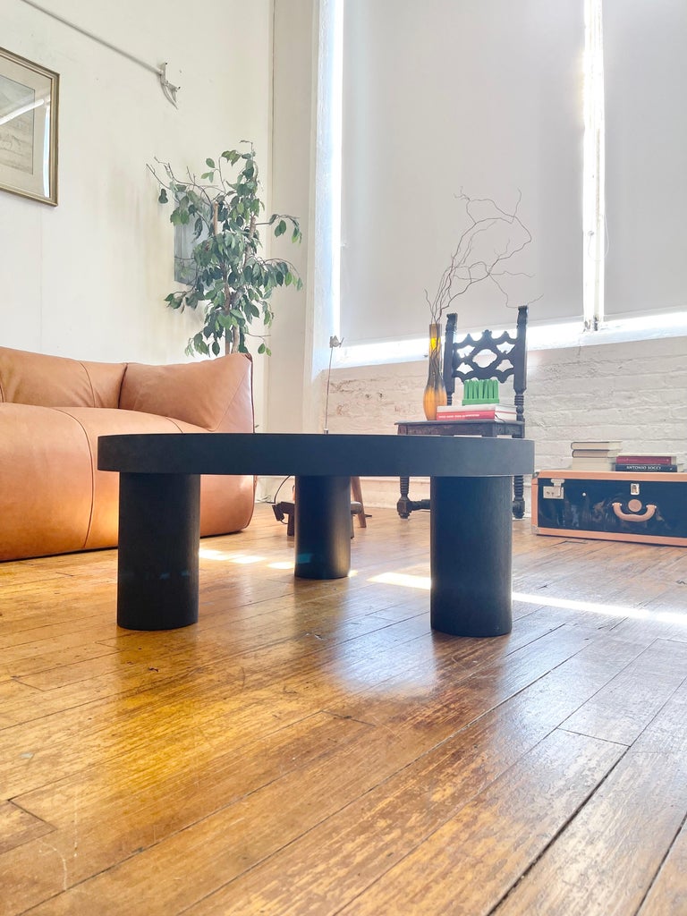 Vintage Round Ebony Coffee Table Three Legged Cubist Coffee Table For ...