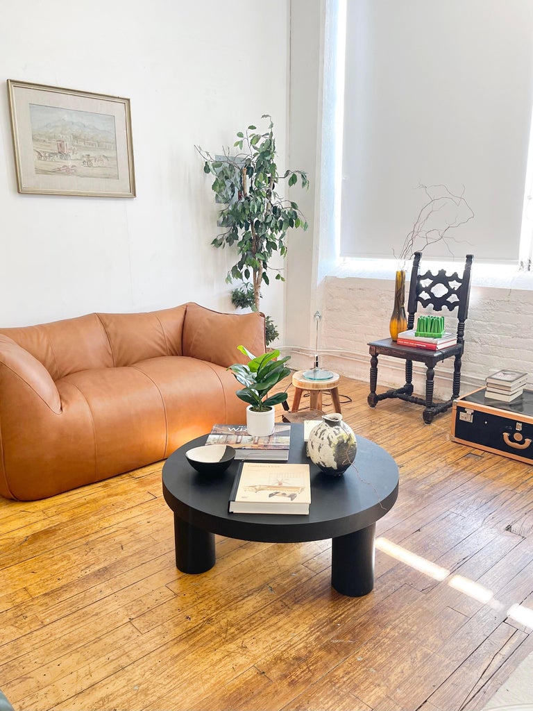 Vintage Round Ebony Coffee Table Three Legged Cubist Coffee Table For ...