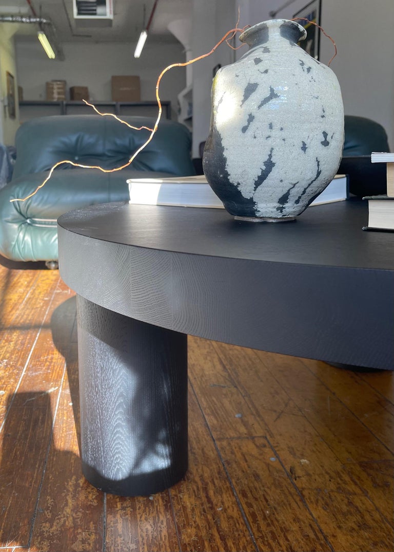 Vintage Round Ebony Coffee Table Three Legged Cubist Coffee Table For ...