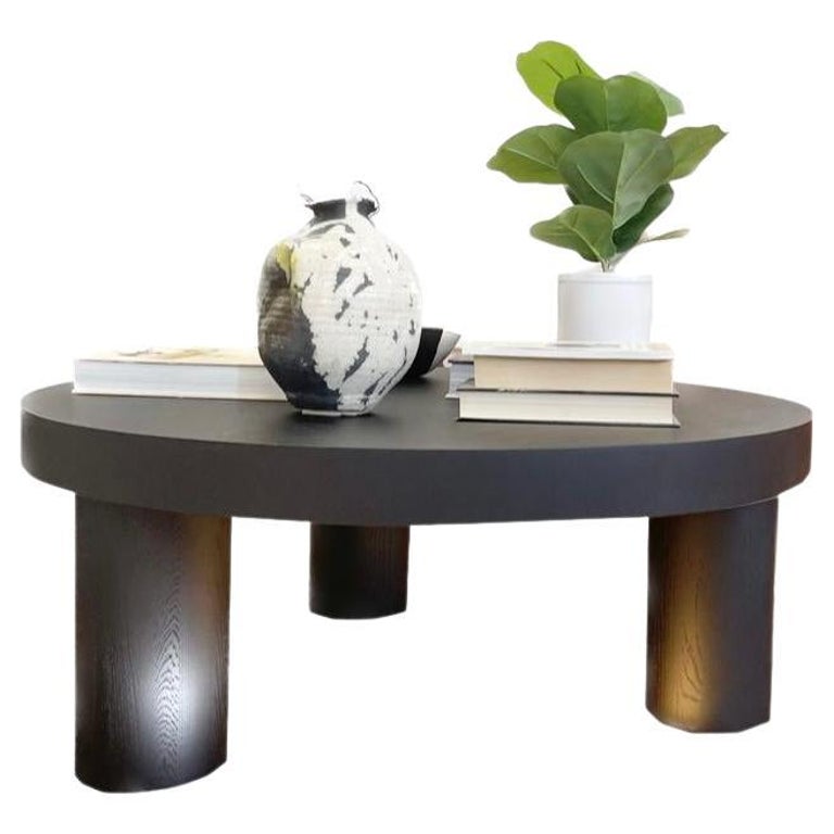 Vintage Round Ebony Coffee Table Three Legged Cubist Coffee Table For ...