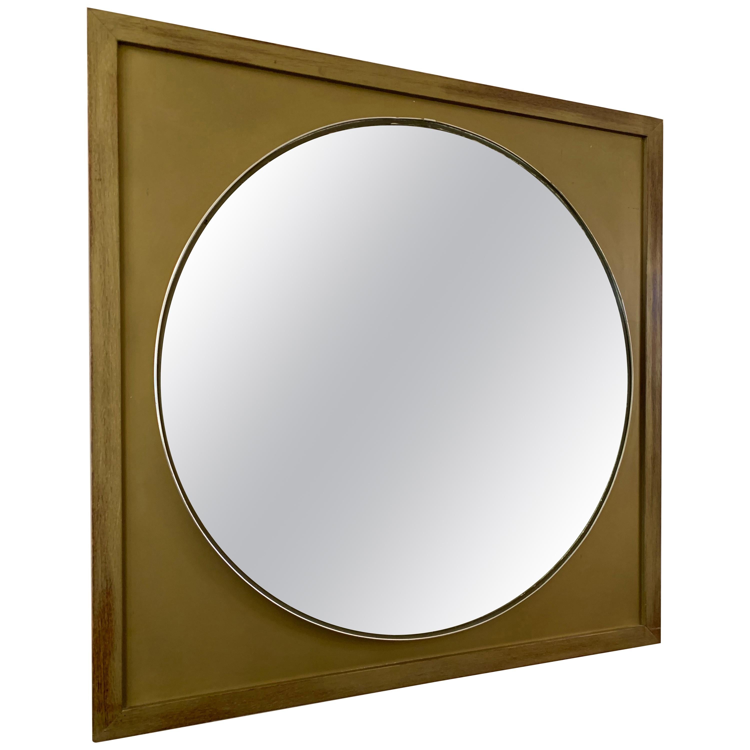 Vintage Round Mirror on a Square Gold Frame at 1stDibs | picture frame ...