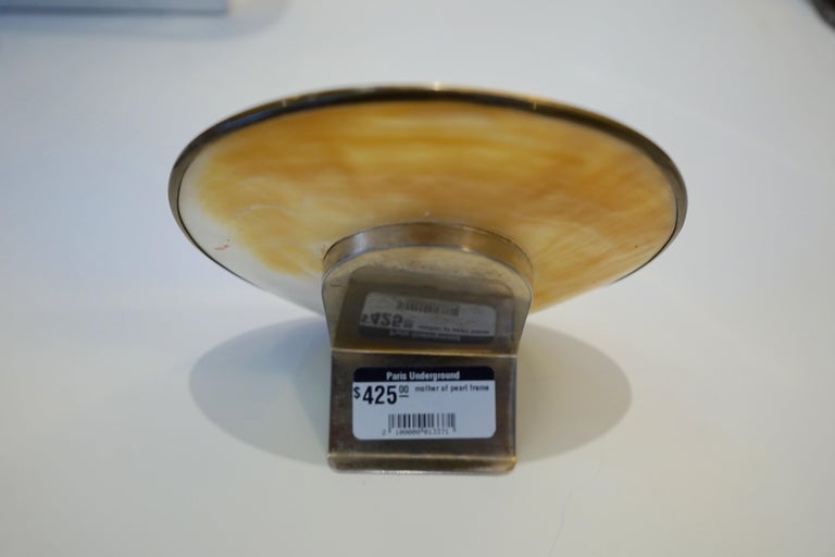 Vintage Round Pearl and Brass Picture Frame at 1stDibs