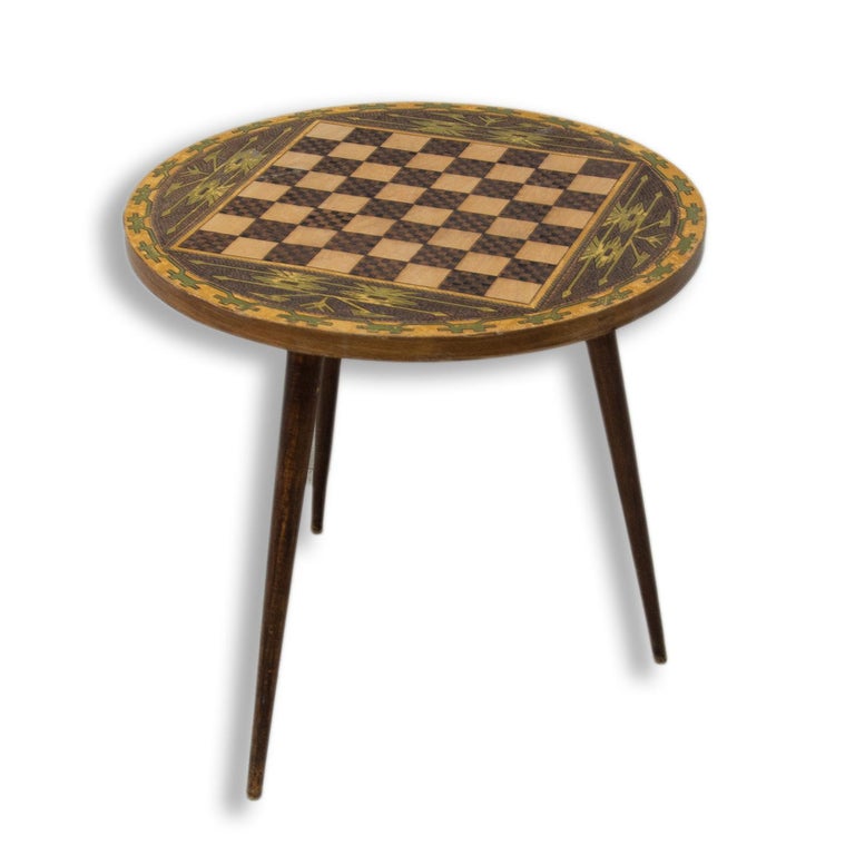 Vintage Round Side Table with Chess Pattern, 1970s, Albania For Sale at ...