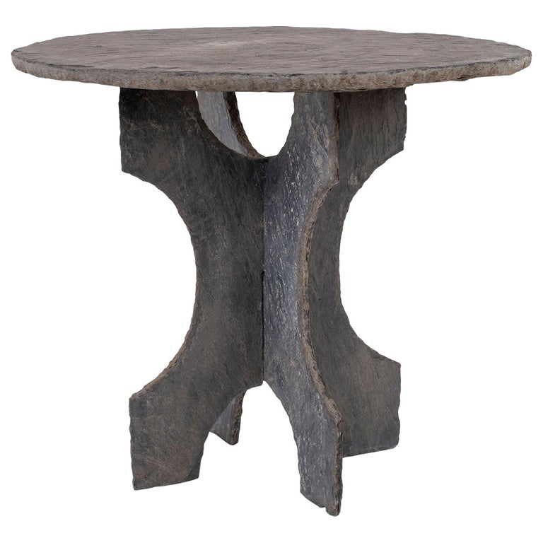 Vintage Round Slate Table at 1stDibs