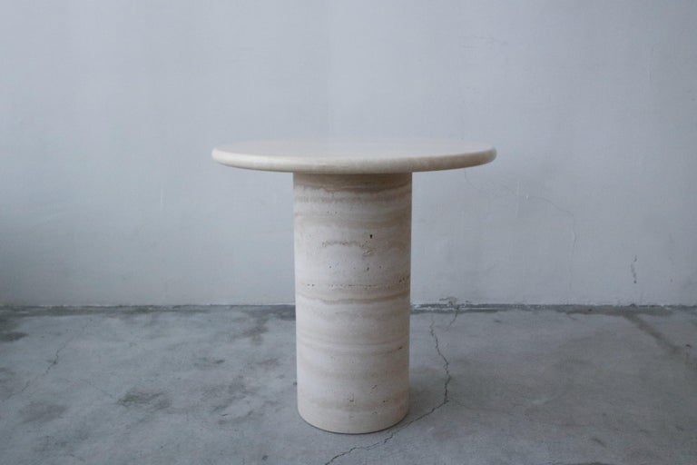 Vintage Round Travertine Side Table at 1stDibs | round travertine end ...