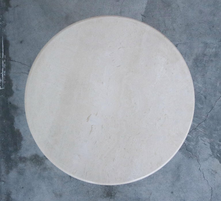 Vintage Round Travertine Side Table at 1stDibs | round travertine end ...