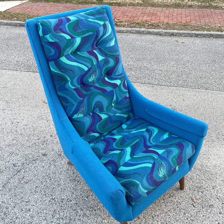 Vintage Rowe Furniture Psychedelic Midcentury High Back Lounge Chair ...