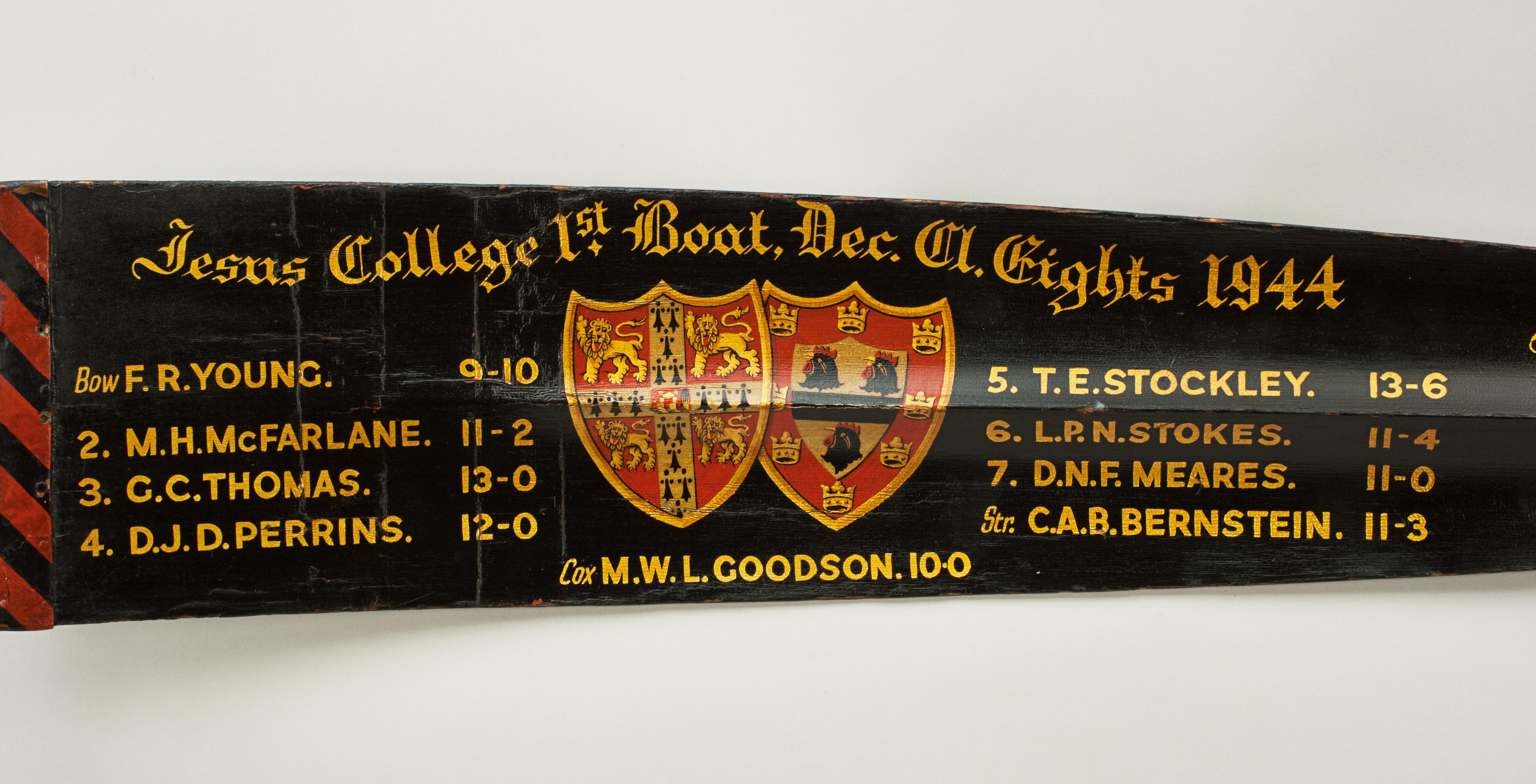 Vintage Rowing Oar Blade, Jesus College 1944, Cambridge University at ...