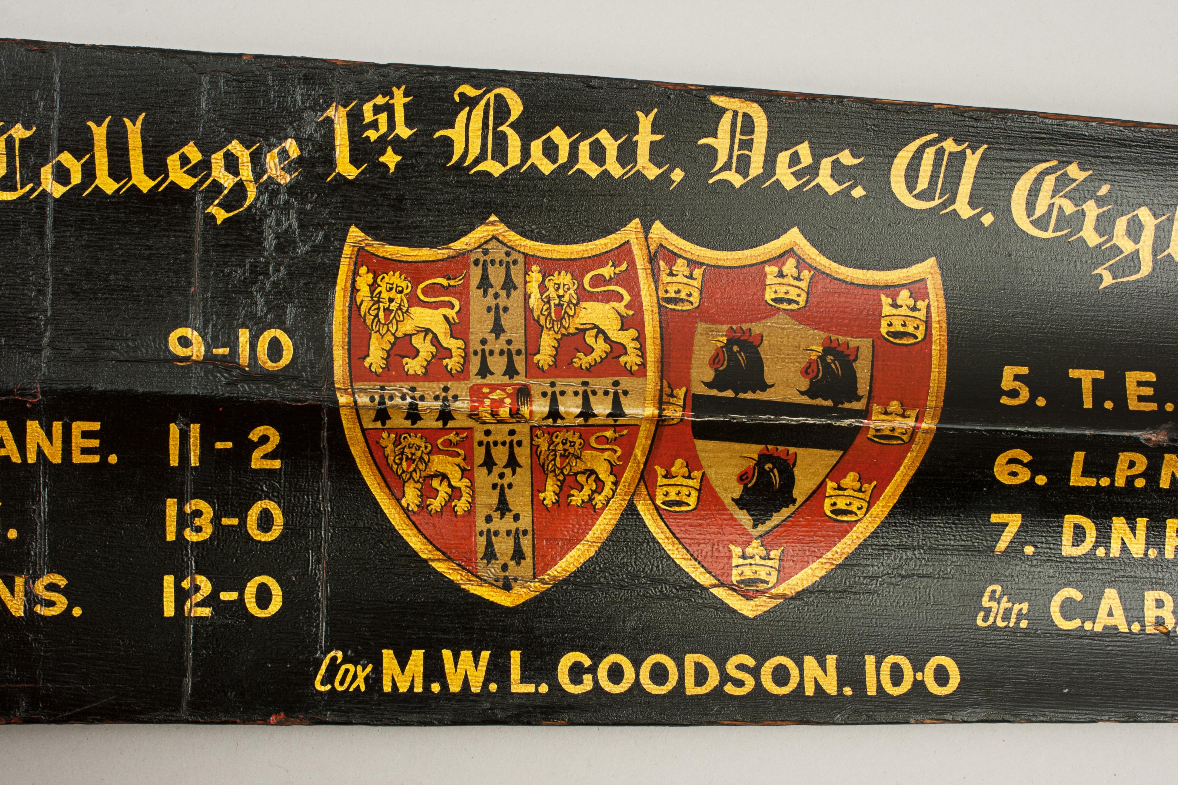 Vintage Rowing Oar Blade, Jesus College 1944, Cambridge University at ...