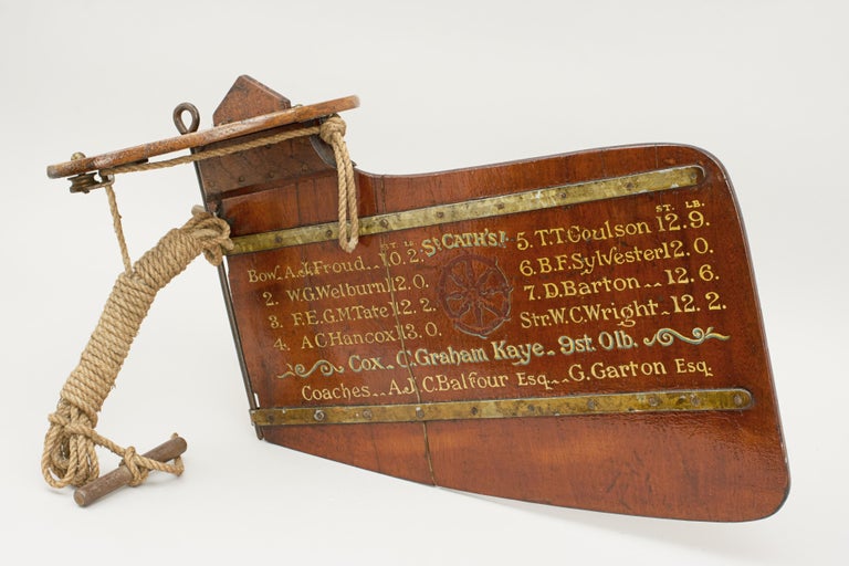 Vintage Rowing Rudder Trophy with Team Photo, Oxford Uni.St Cathrine''s ...