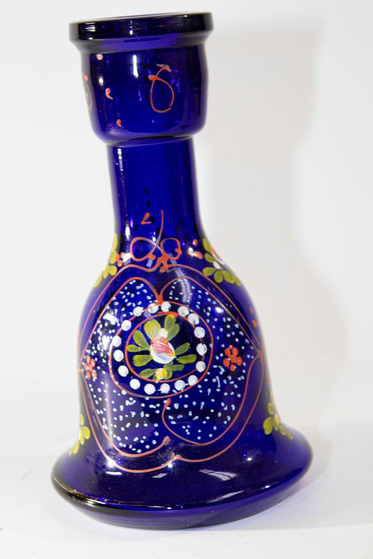 Vintage Royal Blue Opaque Enameled Bohemian Glass Hookah Base For Sale ...