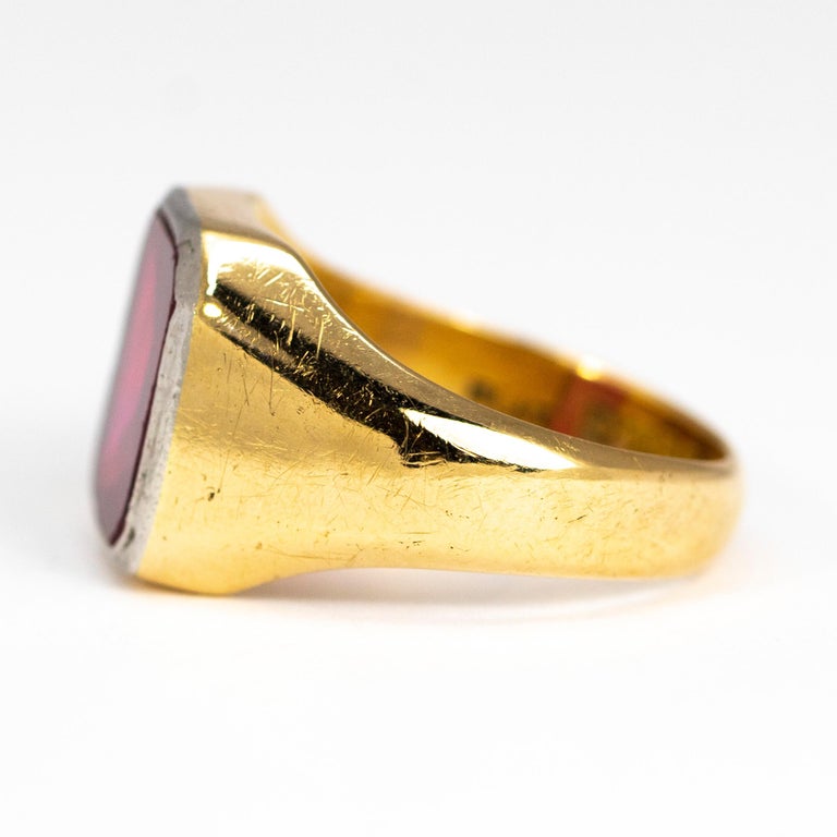 Vintage Ruby, 18 Carat Gold and Platinum Signet Ring at 1stDibs | ruby ...