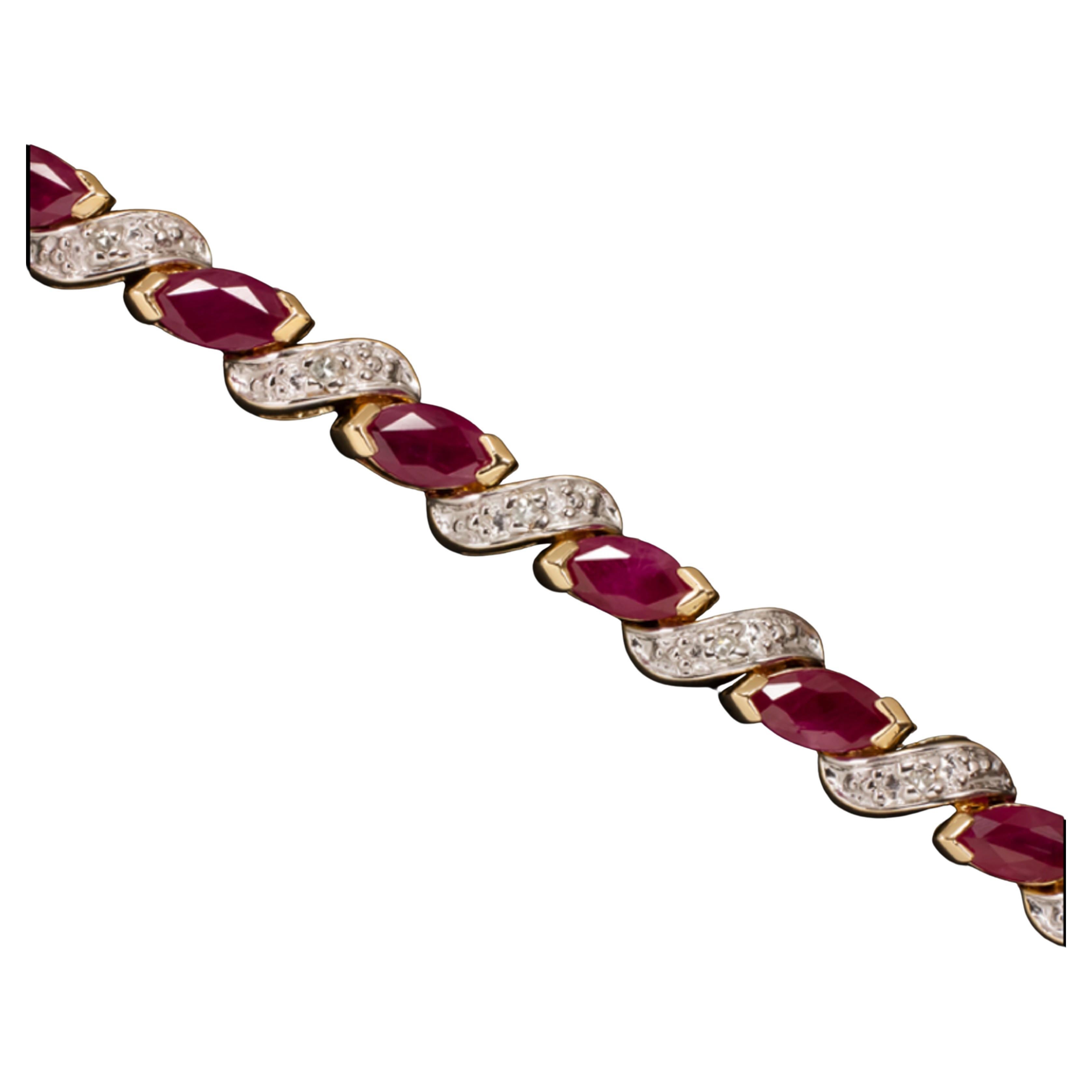 Ruby Diamond 18 Karat Gold Slider Tennis Bracelet For Sale at 1stDibs