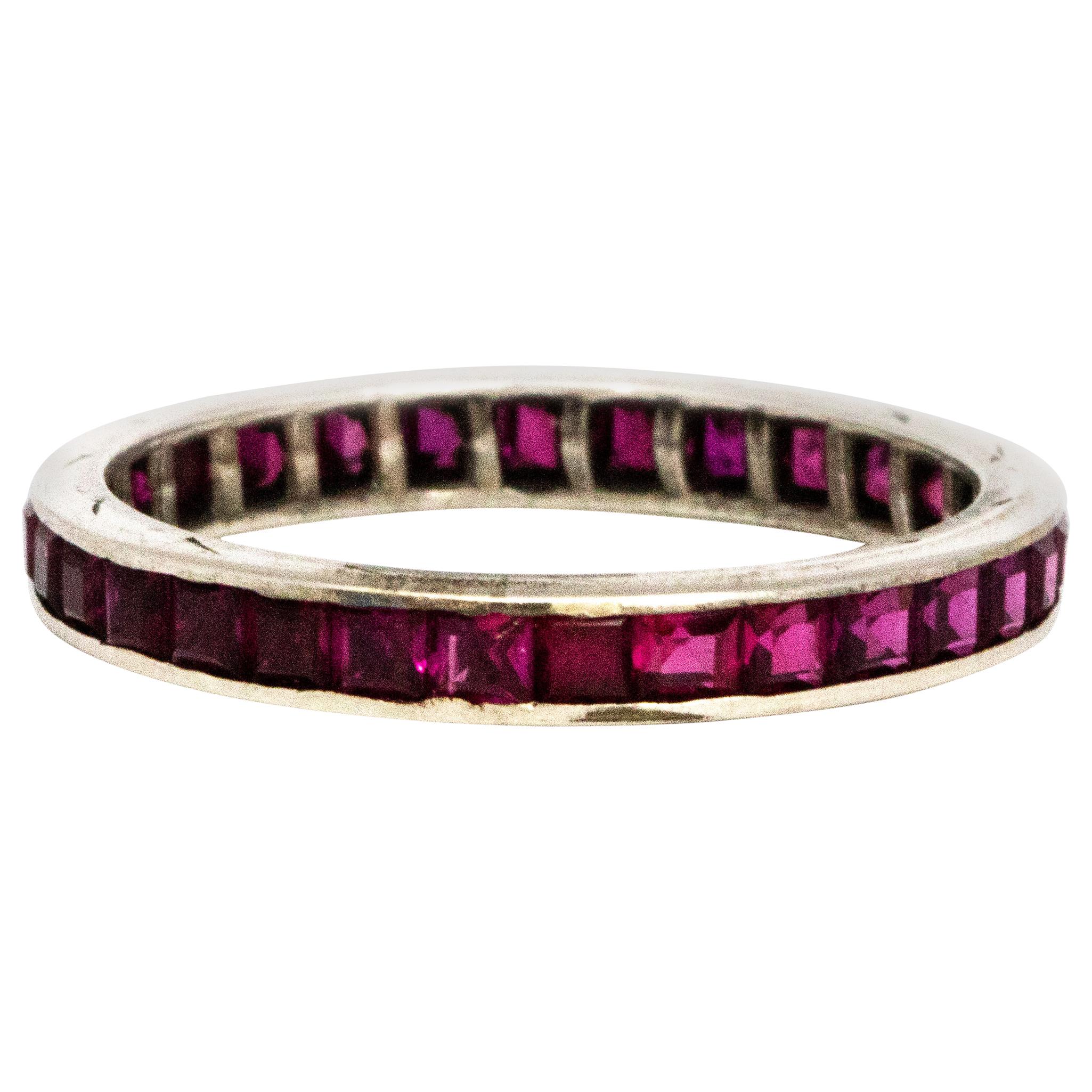 Vintage Ruby and 18 Carat White Gold Eternity Band at 1stDibs