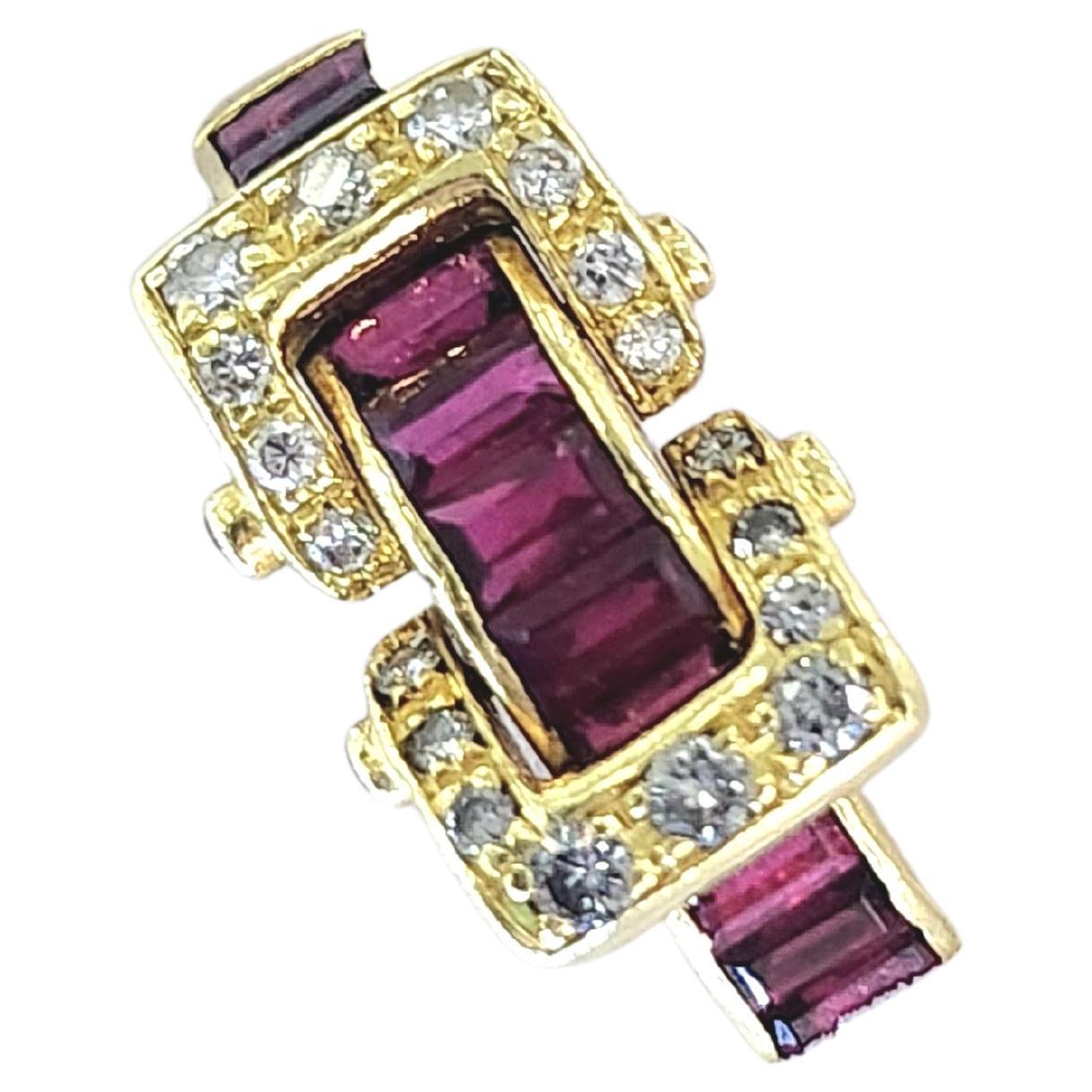 Vintage Ruby And Diamond Buckle Ring For Sale at 1stDibs