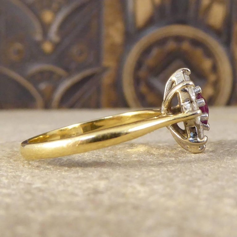 Vintage Ruby and Diamond Flower Cluster Ring in 18 Carat Gold at ...