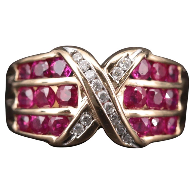 Customizable Vintage Ruby and Diamond Wedding Band, Ruby and Diamond ...