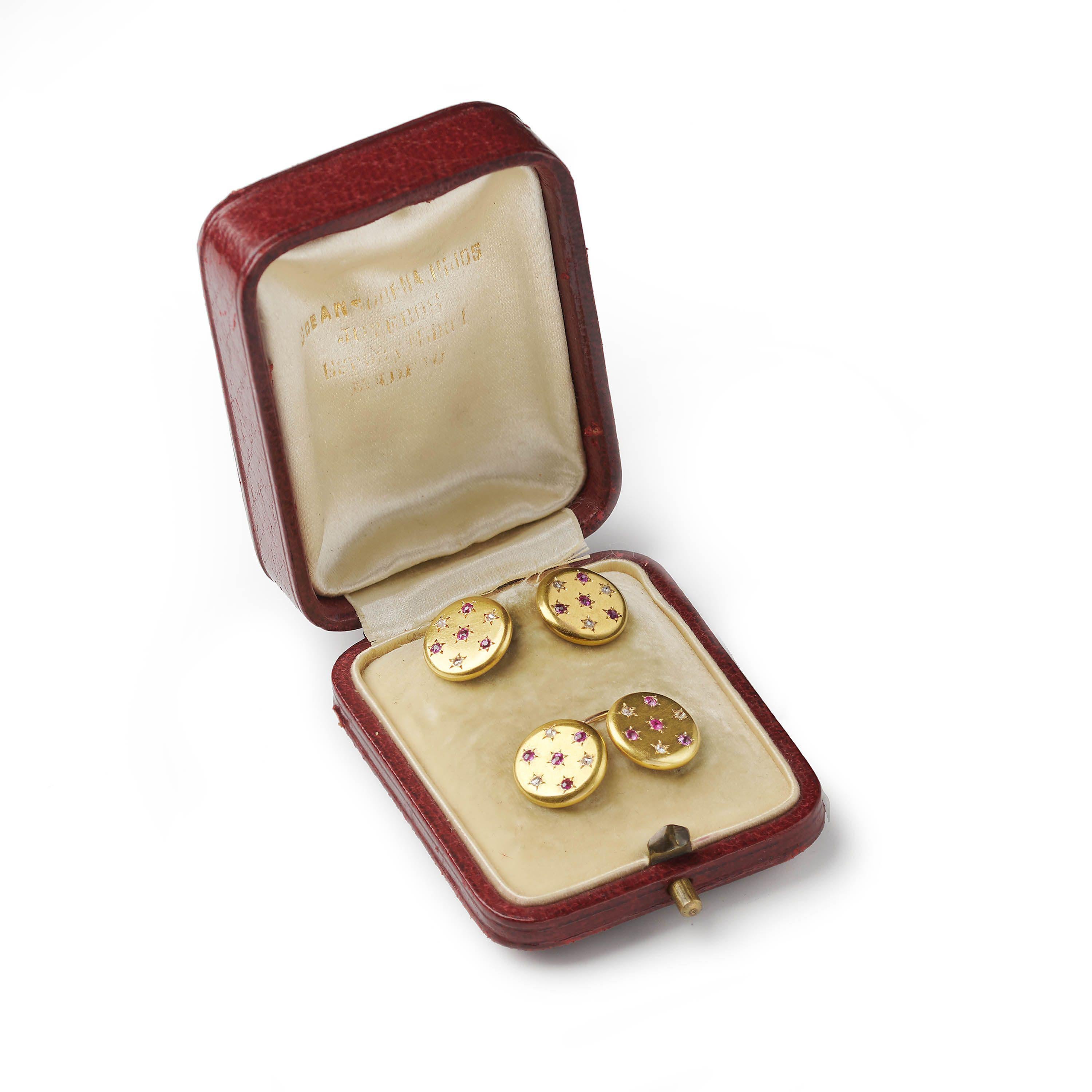 Vintage Ruby Diamond And Gold Cufflinks, Circa 1935 For Sale at 1stDibs