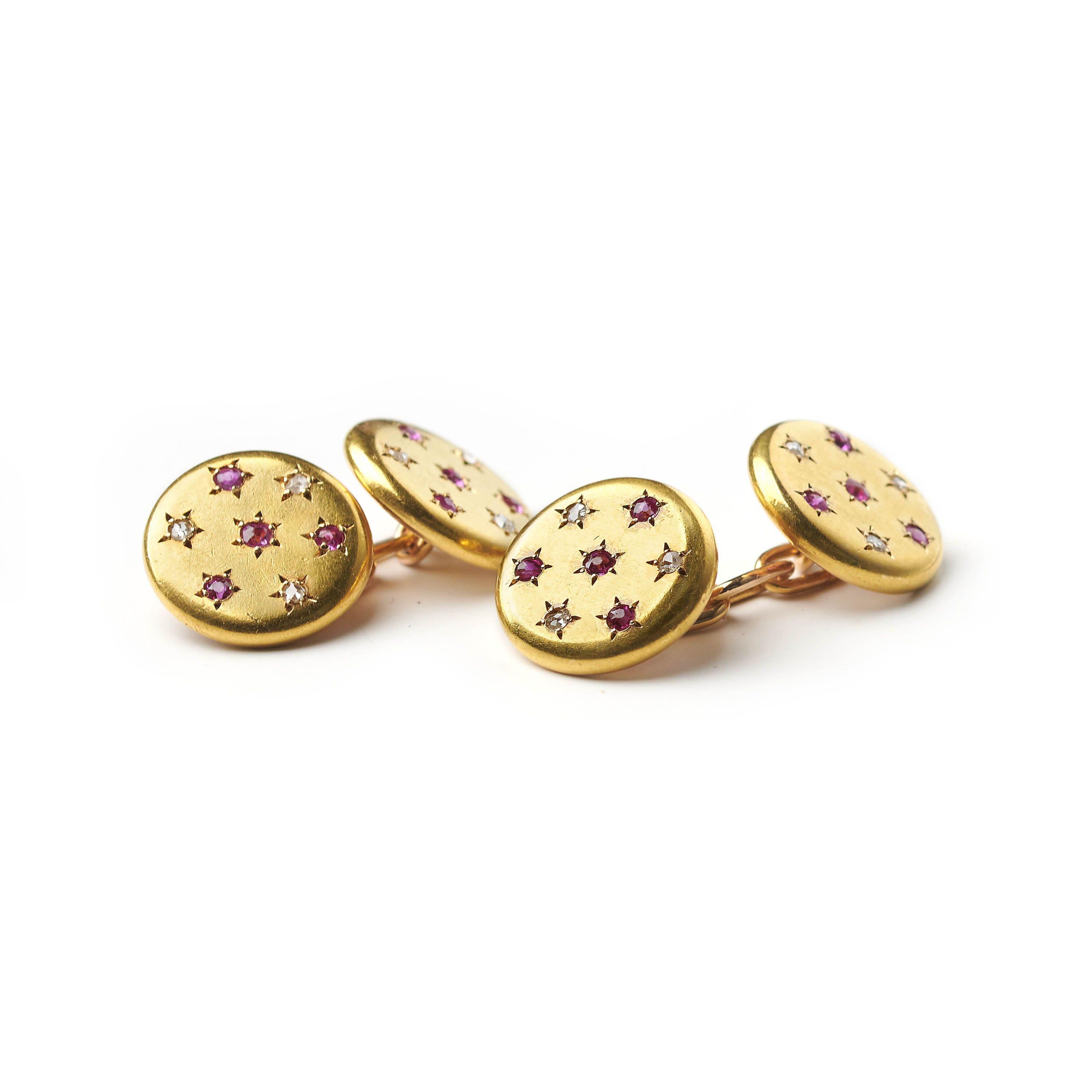 Vintage Ruby Diamond And Gold Cufflinks, Circa 1935 For Sale at 1stDibs