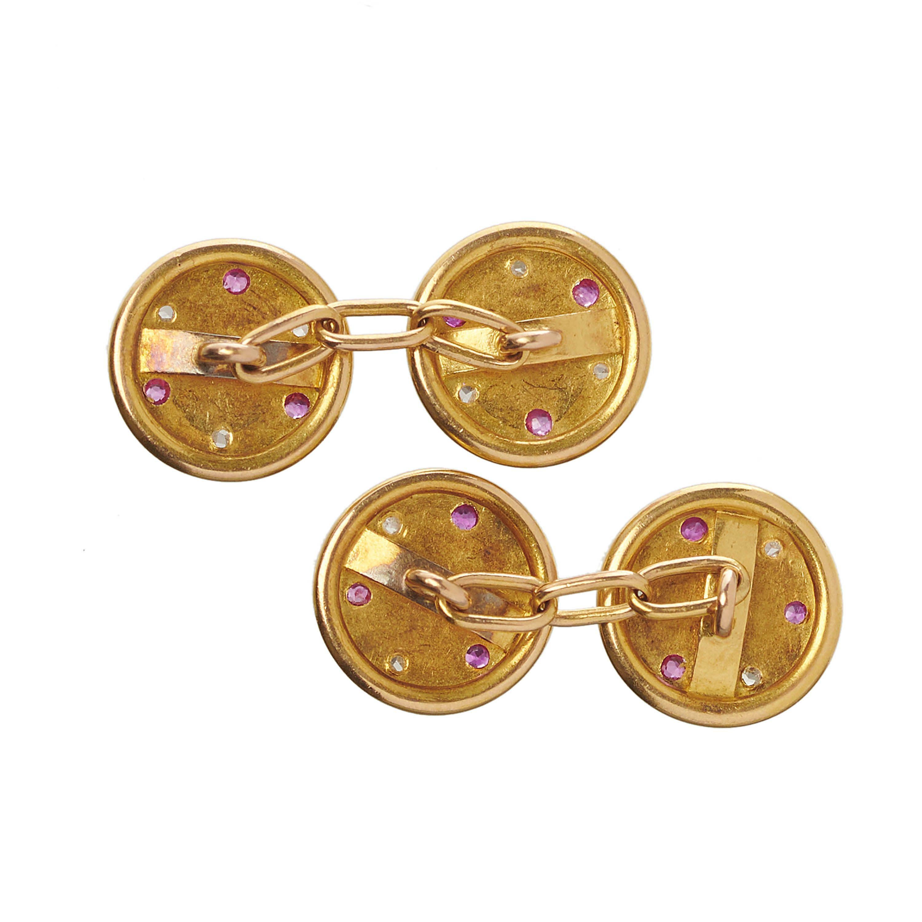 Vintage Ruby Diamond And Gold Cufflinks, Circa 1935 For Sale at 1stDibs
