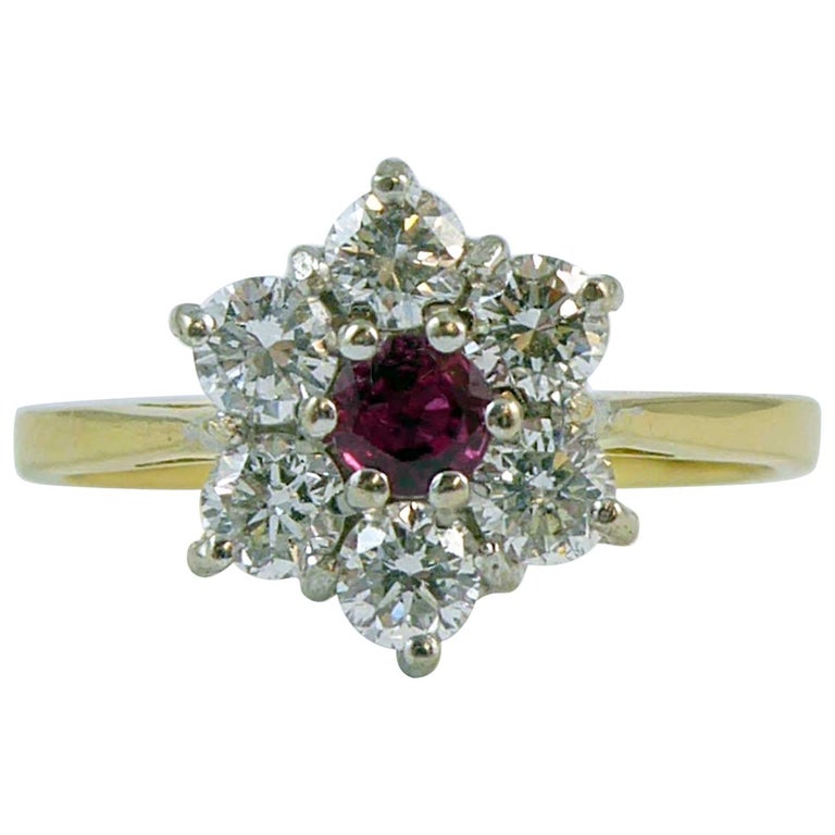 Vintage Ruby Diamond Cluster Ring, London, 1985 at 1stDibs | vintage ...
