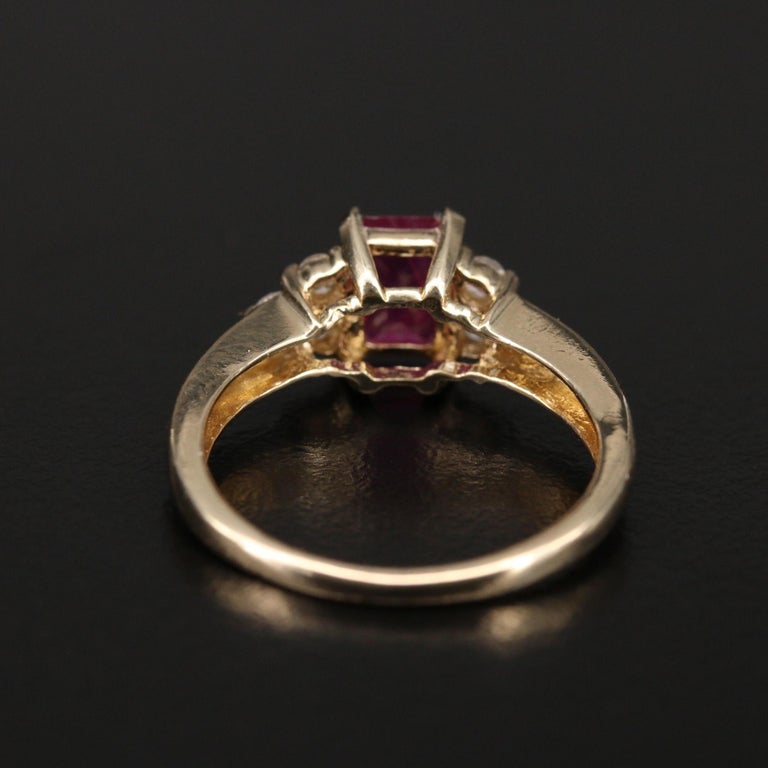 Customizable Vintage Ruby Diamond Engagement Ring, Victorian Ruby Yellow Gold Wedding Ring For ...