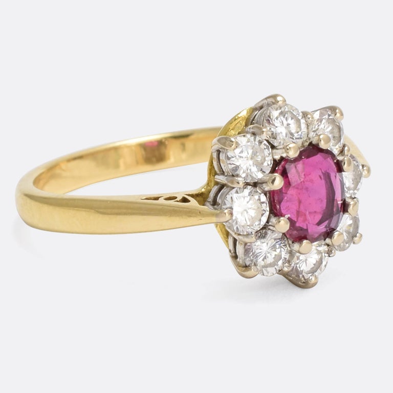 Vintage Ruby Diamond Flower Cluster Ring at 1stDibs | vintage diamond ...