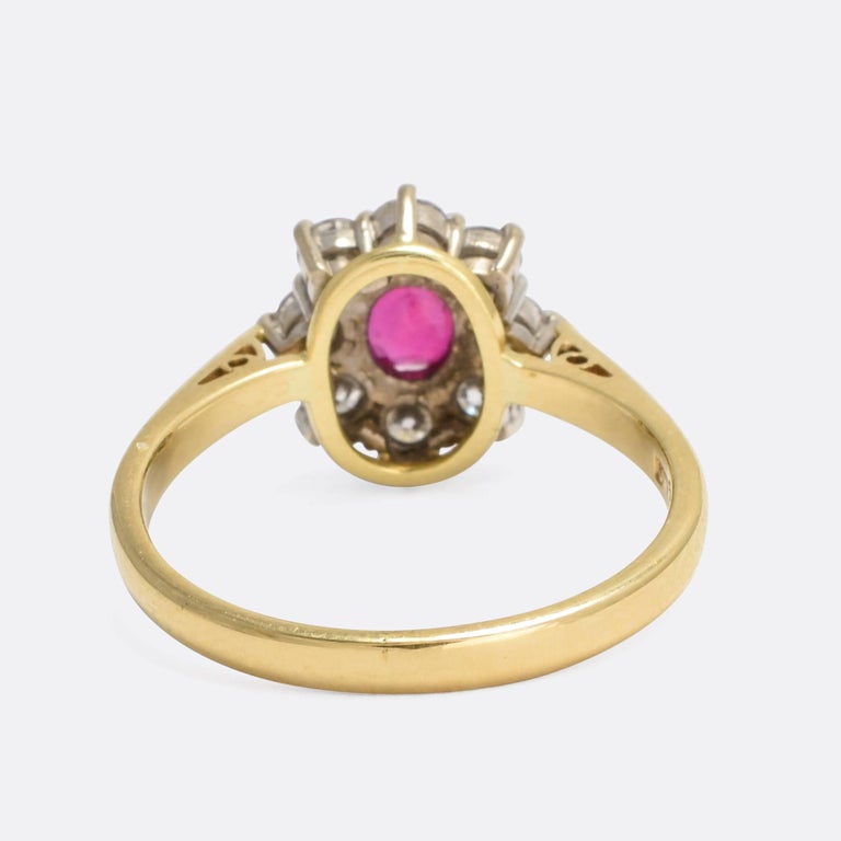 Vintage Ruby Diamond Flower Cluster Ring at 1stDibs | vintage diamond ...