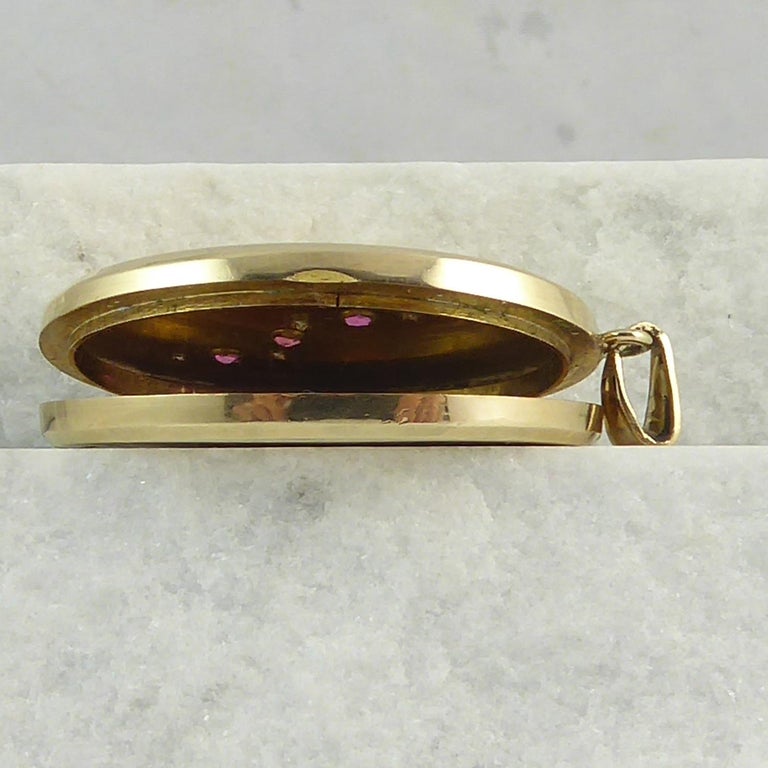 Vintage Ruby Diamond Locket, Yellow Gold, circa 1990s at 1stDibs