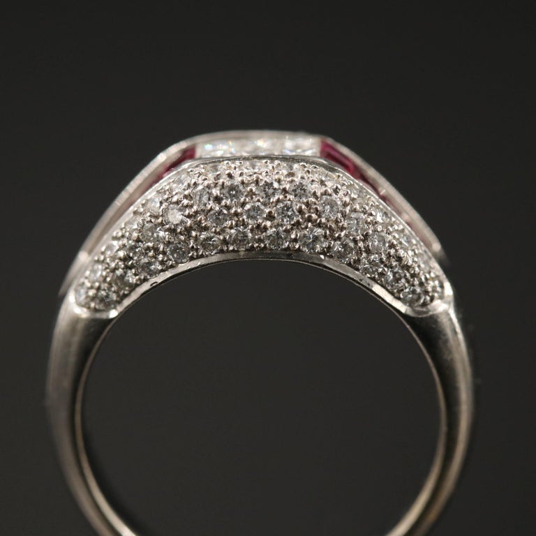 Customizable Vintage Ruby Diamond Wedding Band, Art Deco Ruby Diamond ...
