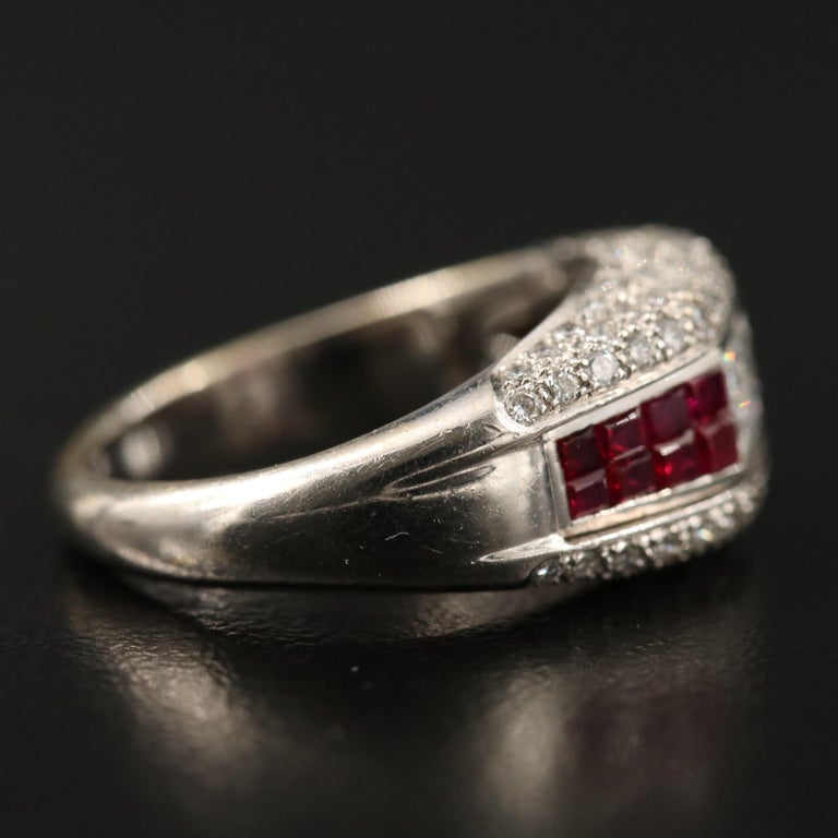 Customizable Vintage Ruby Diamond Wedding Band, Art Deco Ruby Diamond ...